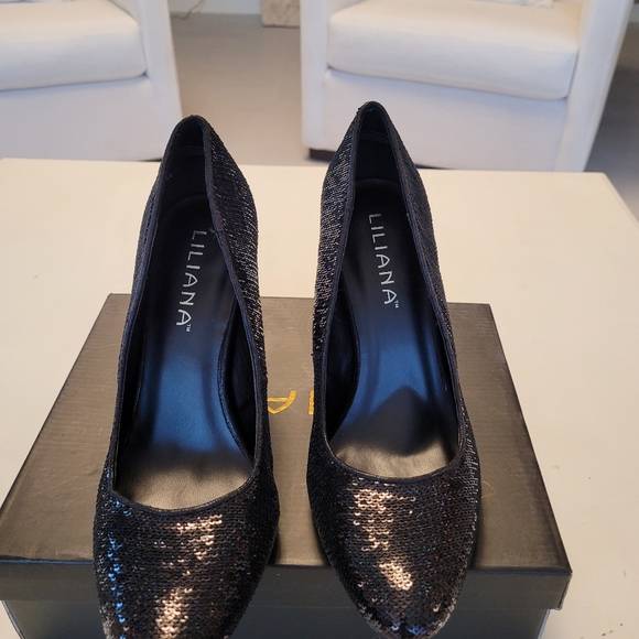 Liliana | Shoes | New Liliana Black Sequin Dresspartyformal Shoes Size ...